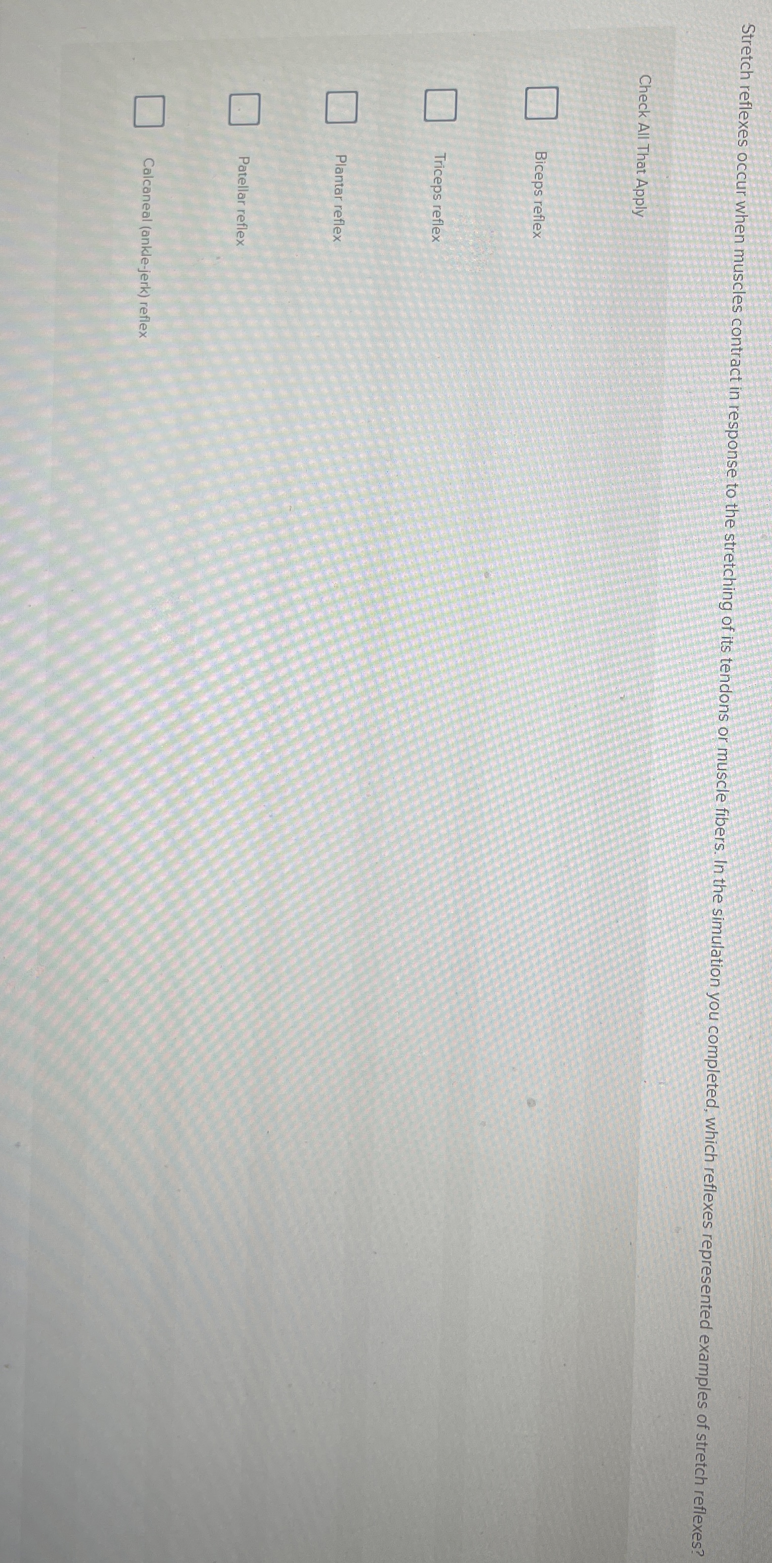 Solved Stretch reflexes occur when muscles contract in | Chegg.com