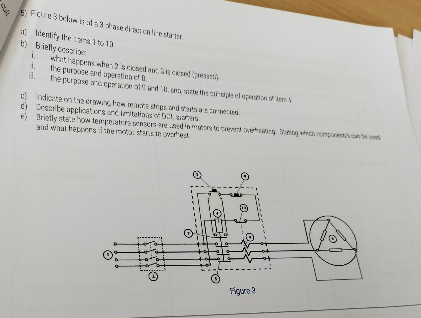 5) Figure 3 below is of a 3 phase direct on line | Chegg.com