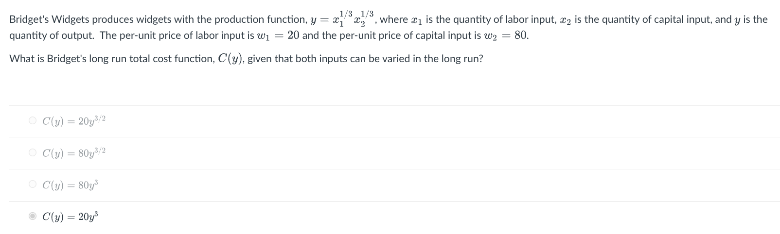 Solved Bridget's Widgets produces widgets with the | Chegg.com