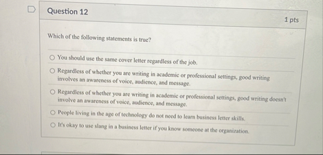 Solved Question 121 ﻿ptsWhich of the following statements is | Chegg.com