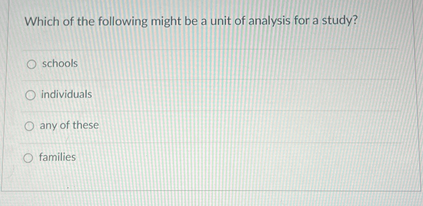 Solved Which of the following might be a unit of analysis | Chegg.com