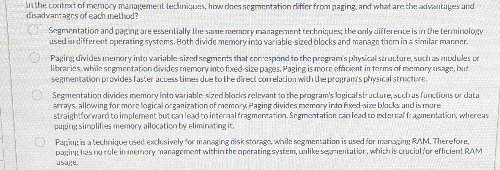 Solved In the context of memory management techniques, how | Chegg.com