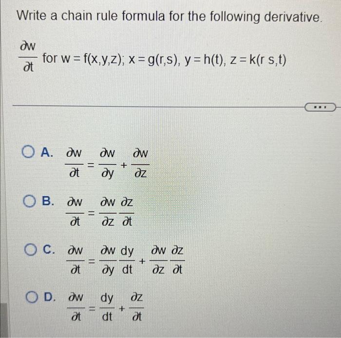 Solved Write a chain rule formula for the following | Chegg.com
