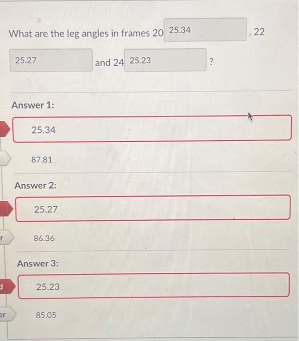 Solved What are the leg angles in frames 20 , 22 and | Chegg.com