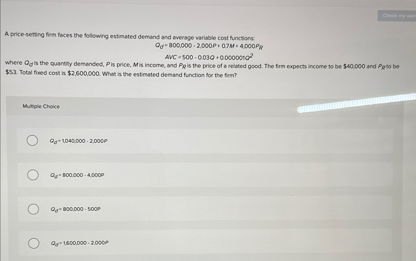 Solved A price-setting firm faces the following estimated | Chegg.com