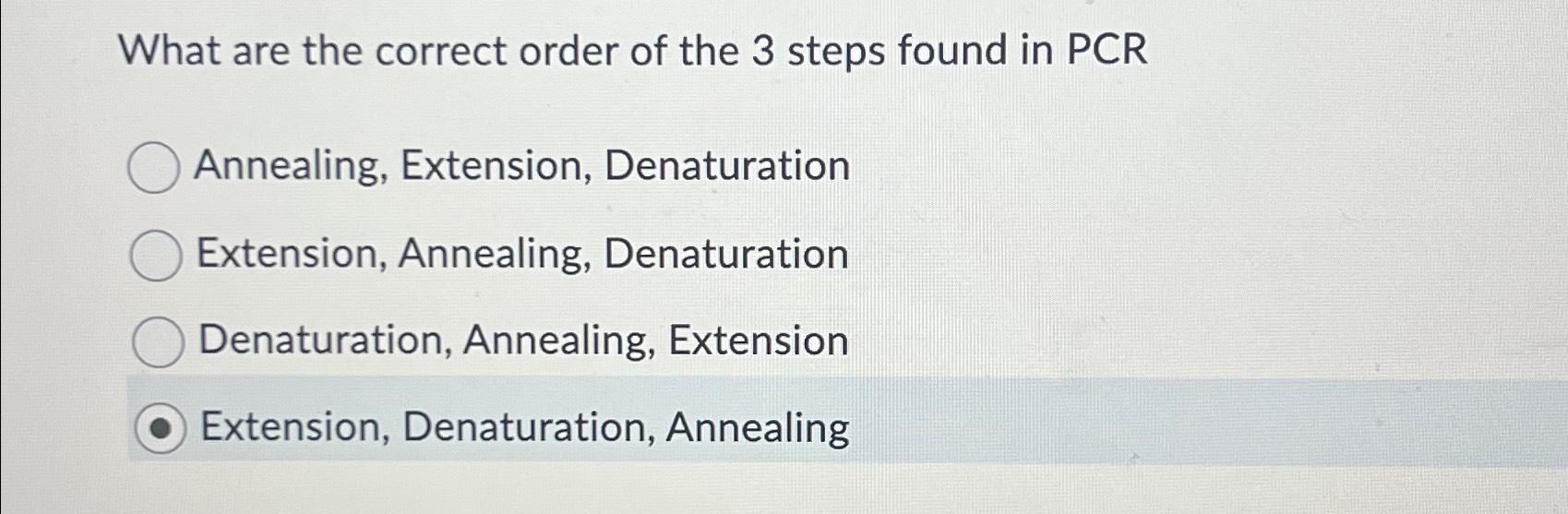 Solved What are the correct order of the 3 ﻿steps found in | Chegg.com