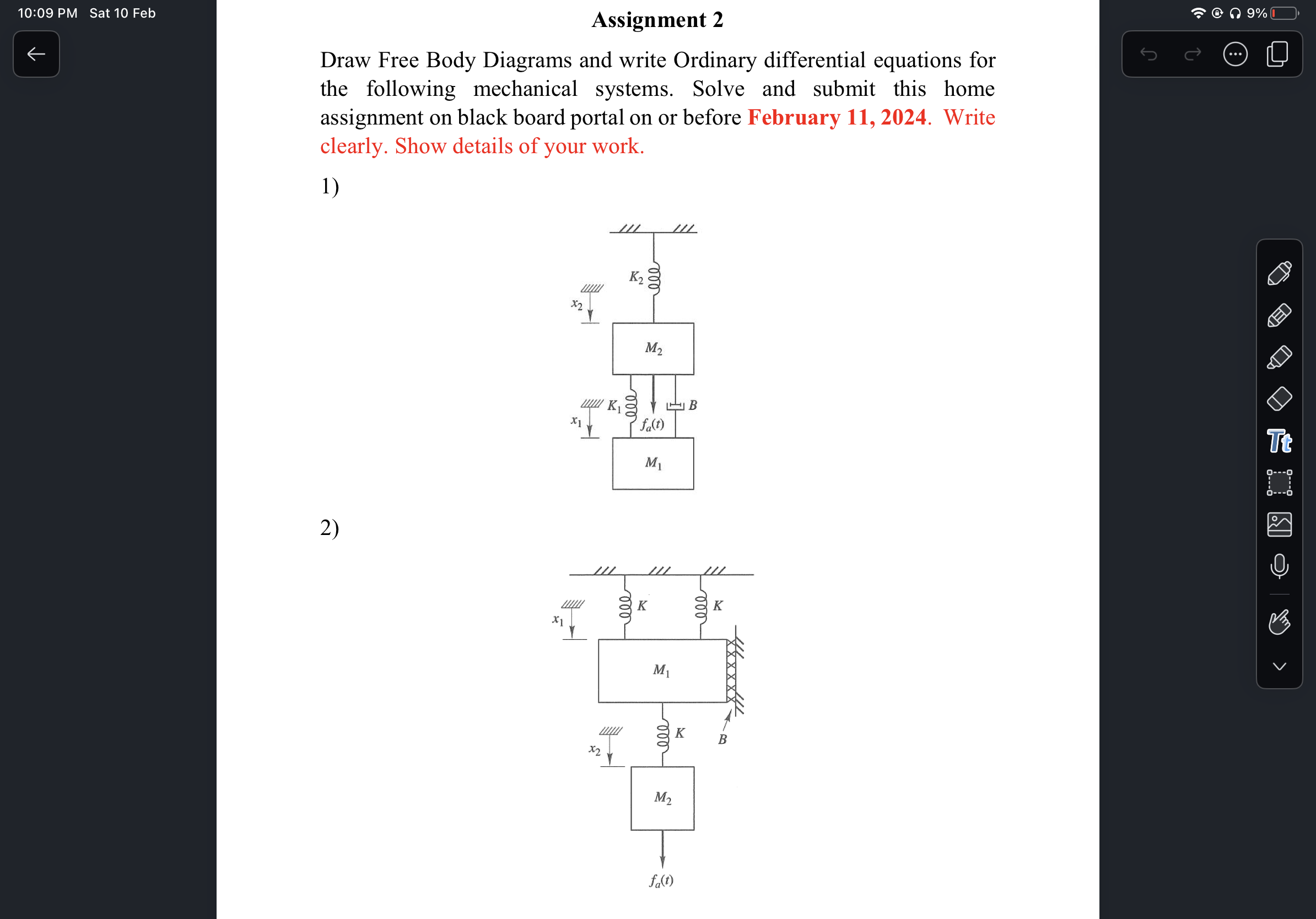Solved Assignment 2Draw Free Body Diagrams and write | Chegg.com