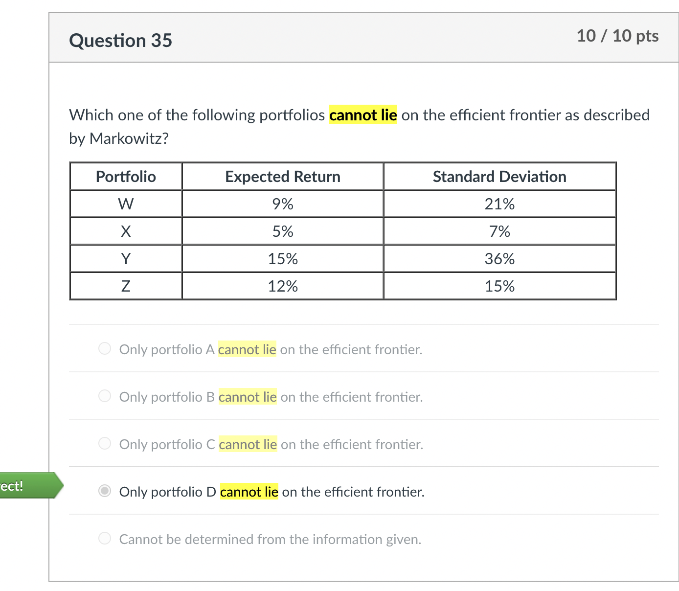 Solved Question 35Which one of the following portfolios | Chegg.com