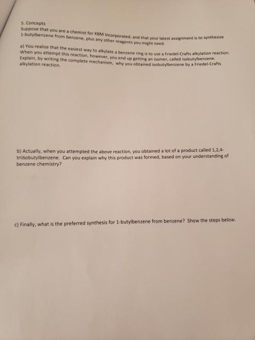 Solved 5. Concepts Suppose that you are a chemist for XaM | Chegg.com