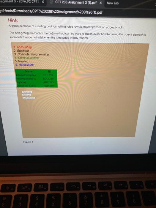 Solved CPT 238 Assignment 3 Directions Using the following | Chegg.com