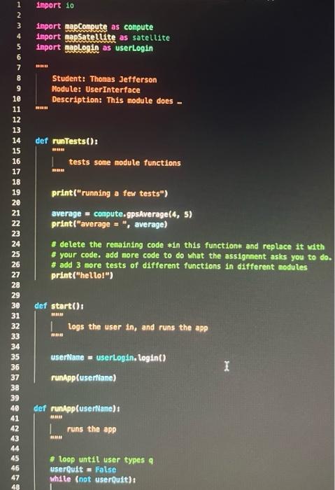 Solved Create a UserInterface in python. The UserInterface | Chegg.com