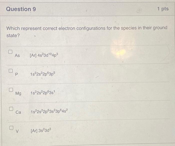 Solved which represents correct electron configurations for | Chegg.com