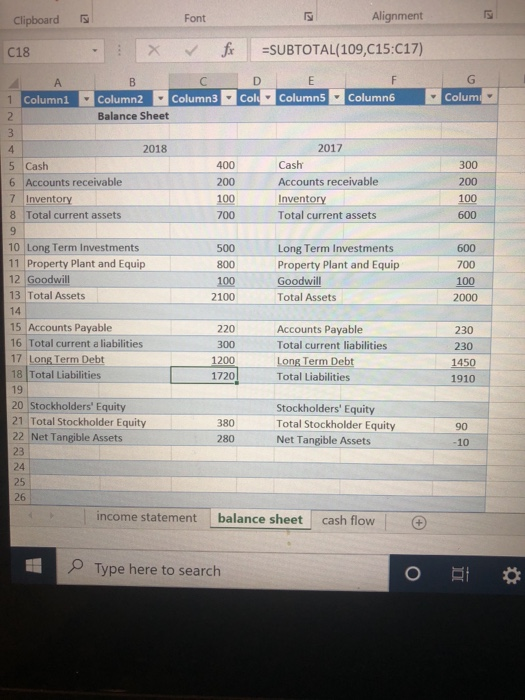 Solved Paste u B I U tu Clipboard Font Alignment N18 Columni | Chegg.com