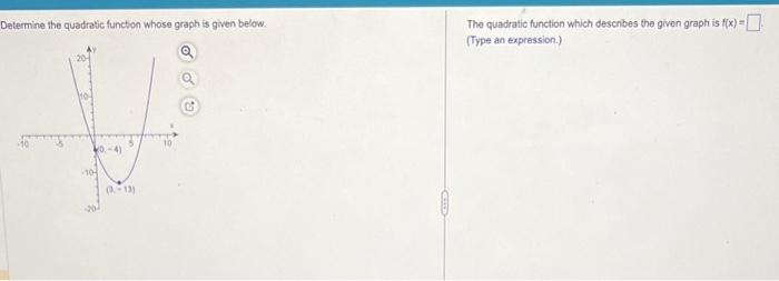 Solved Determine the quadratic function whose graph is given | Chegg.com