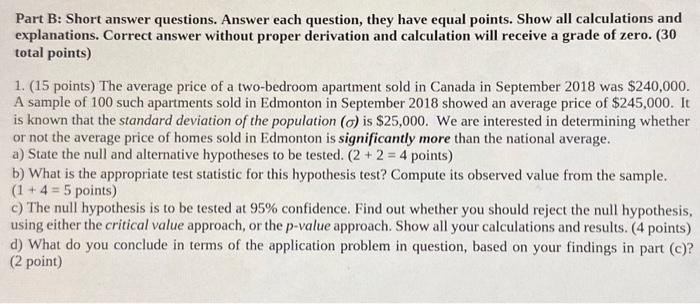 Solved Part B: Short answer questions. Answer each question, | Chegg.com