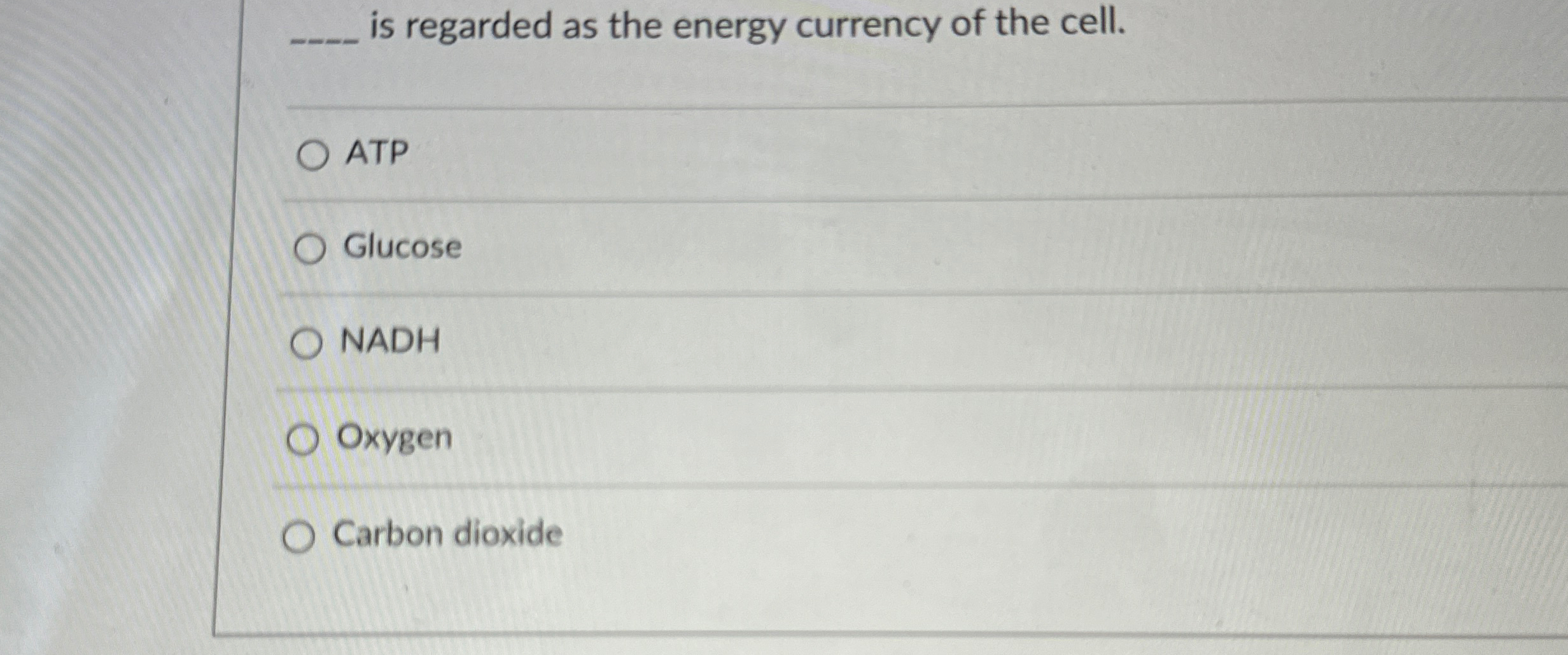 Solved q, ﻿is regarded as the energy currency of the | Chegg.com