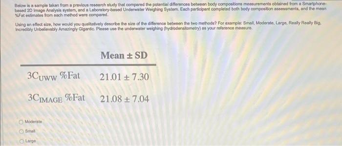 Solved Below is a sample taken from a previous resoarch | Chegg.com