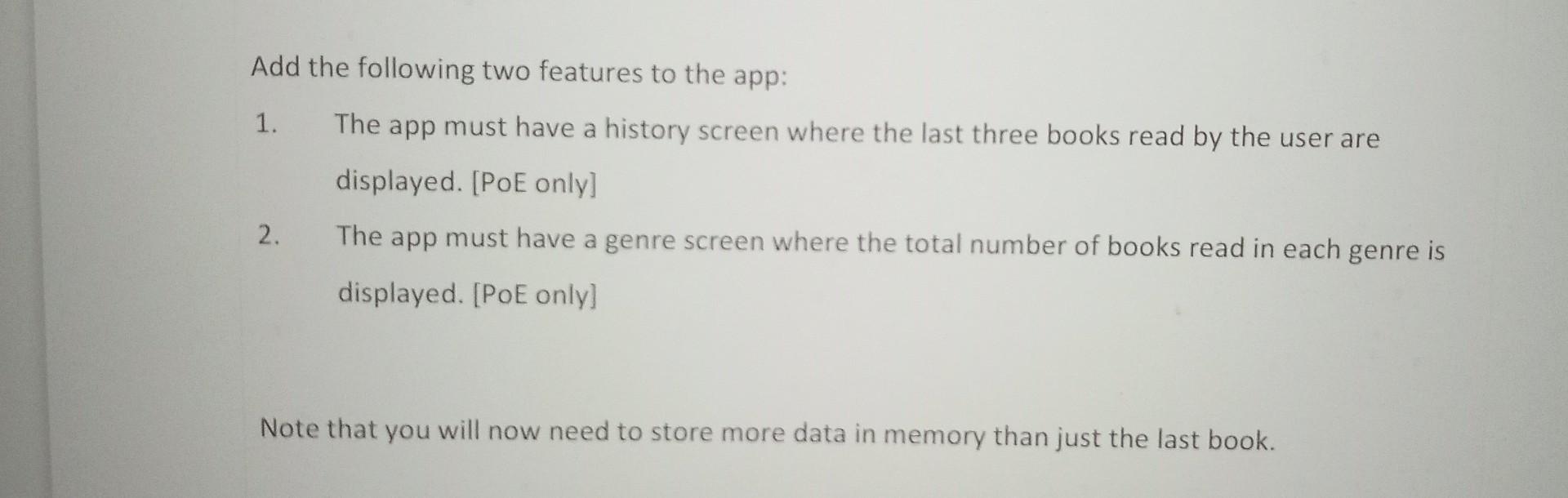 Solved Add the following two features to the app: 1. The app | Chegg.com