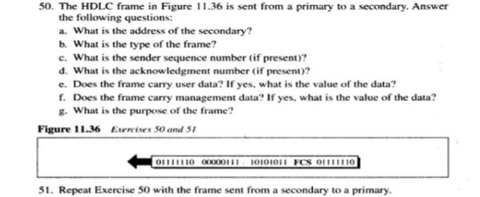 Solved 50. The HDLC frame in Figure 11.36 is sent from a | Chegg.com