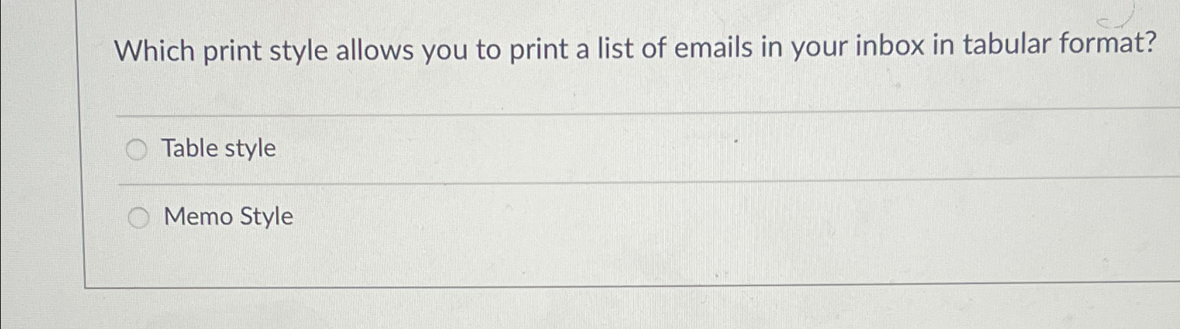 Solved Which print style allows you to print a list of | Chegg.com