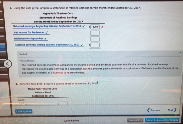 Solved using the data given prepare a statement of retained | Chegg.com