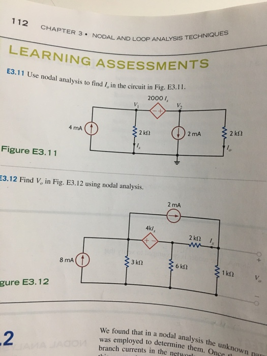 Solved 112 CHAPTER 3. NODAL AN ND LOOP ANALYSIS TECHNIQUES | Chegg.com