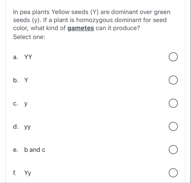 Solved In pea plants Yellow seeds (Y) ﻿are dominant over | Chegg.com