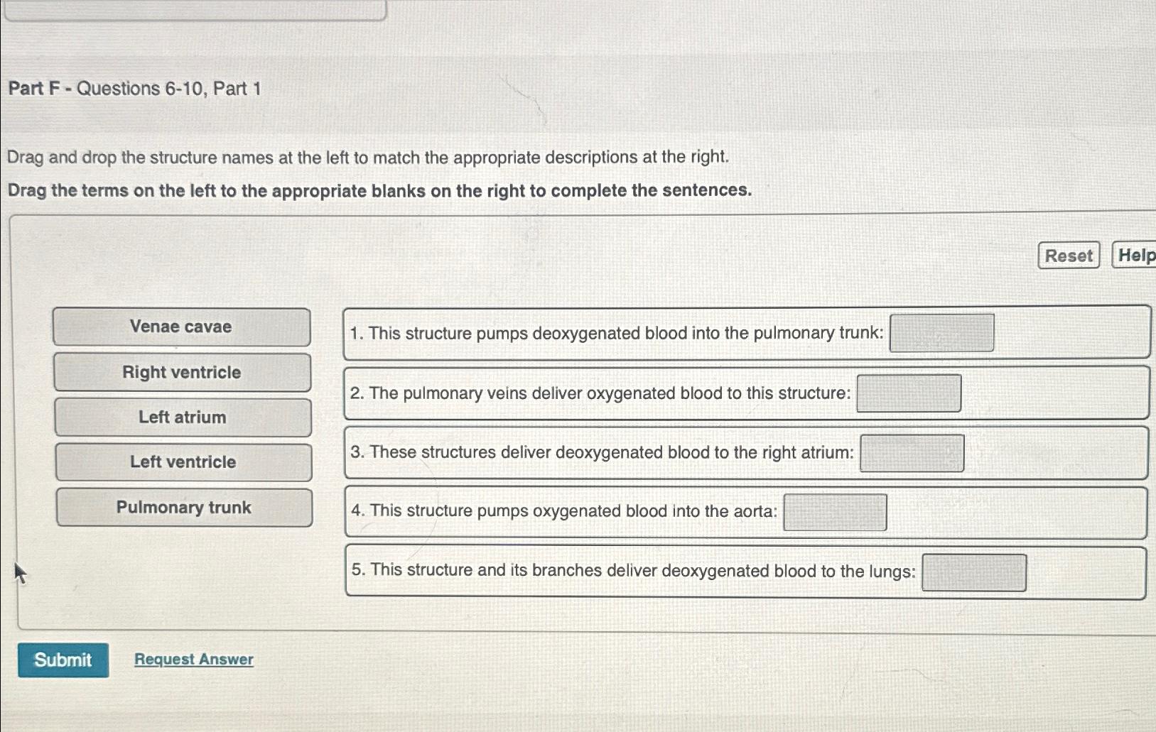 Solved Part F - ﻿Questions 6-10, ﻿Part 1Drag and drop the | Chegg.com