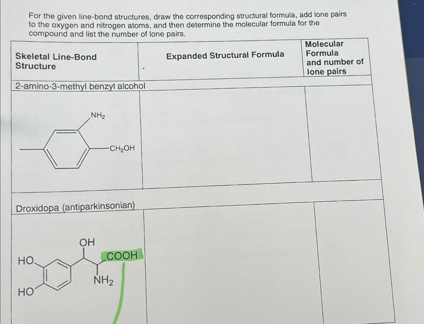 Solved For the given line-bond structures, draw the | Chegg.com