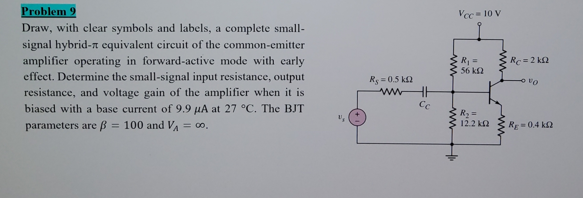 Solved Problem 9Draw, with clear symbols and labels, a | Chegg.com
