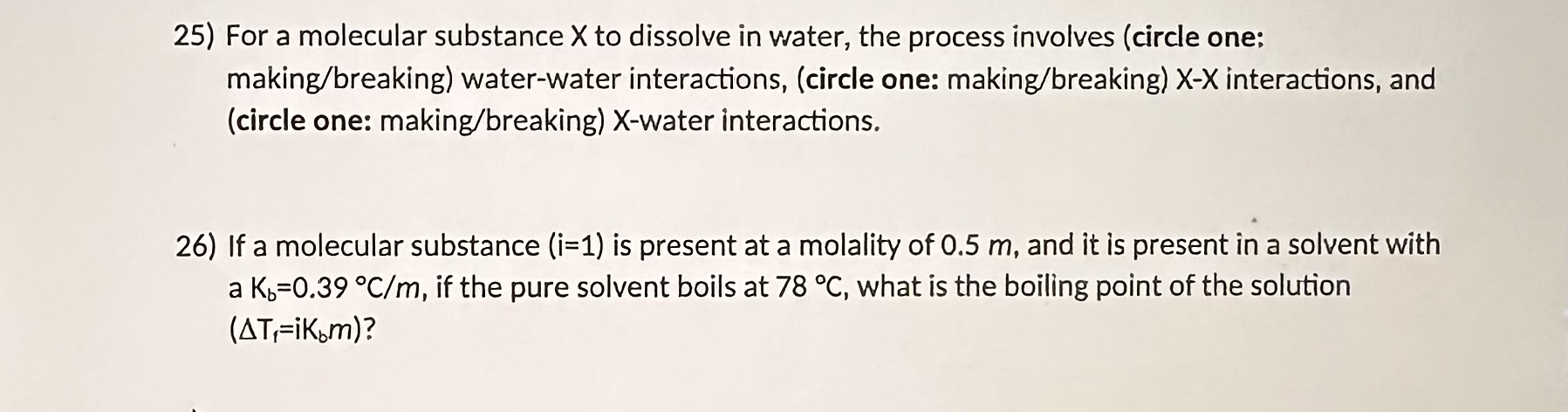 Solved For a molecular substance x ﻿to dissolve in water, | Chegg.com