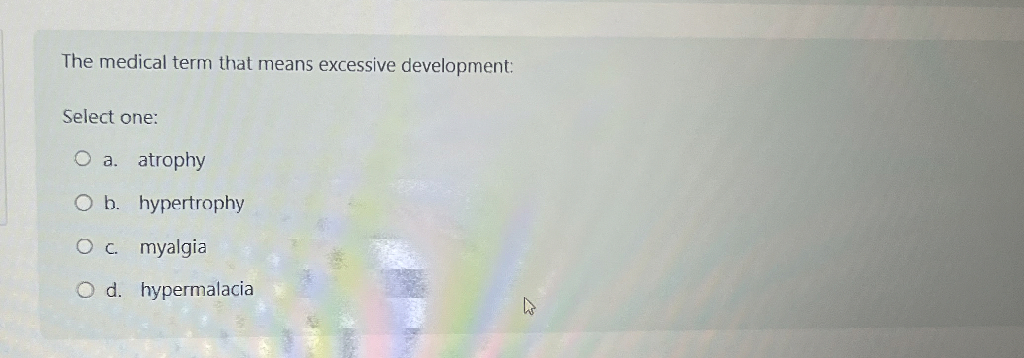 The medical term that means excessive | Chegg.com