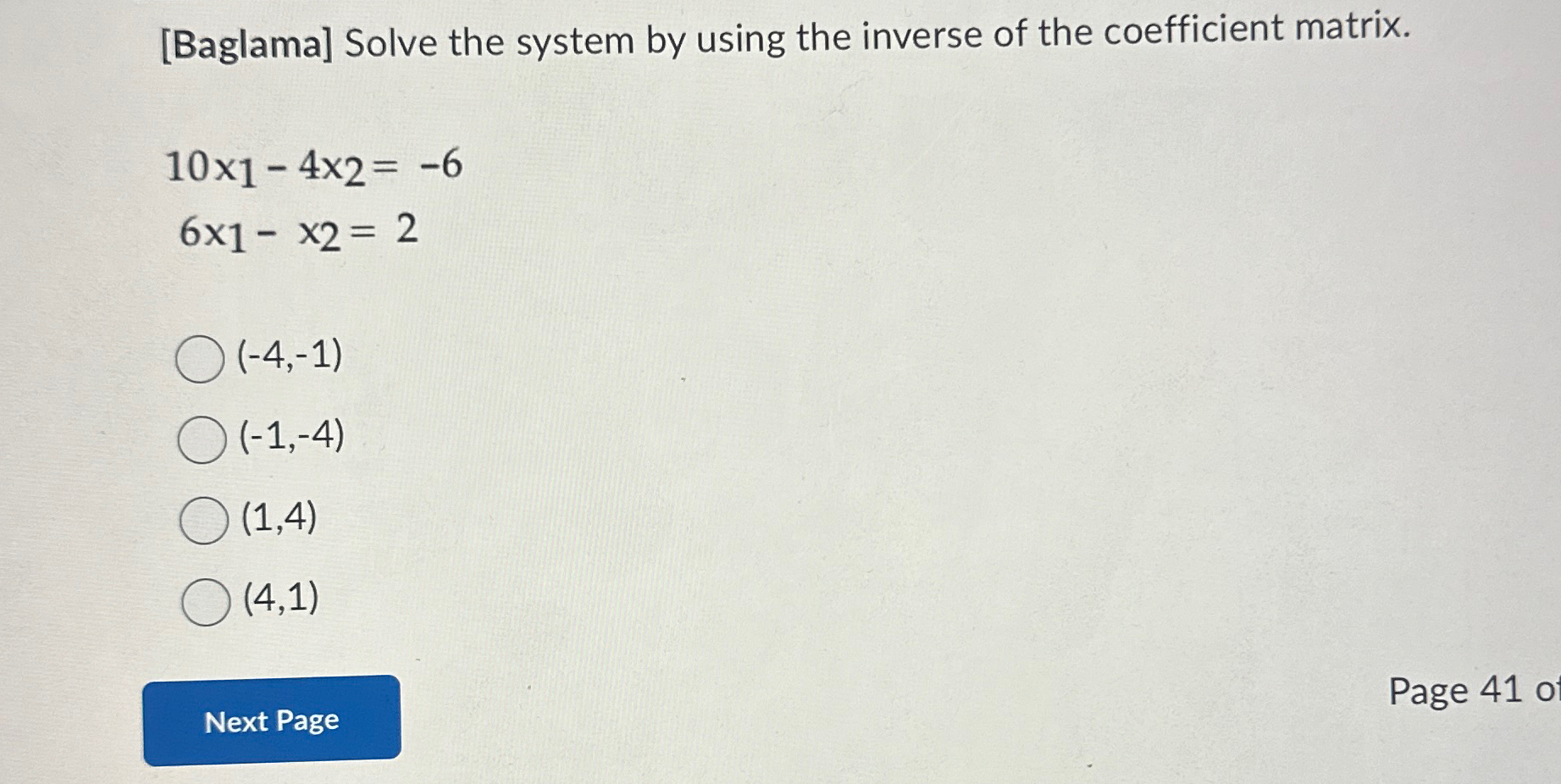 Solved [Baglama] ﻿Solve the system by using the inverse of | Chegg.com