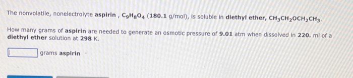 Solved The nonvolatile, nonelectrolyte antifreeze (ethylene | Chegg.com