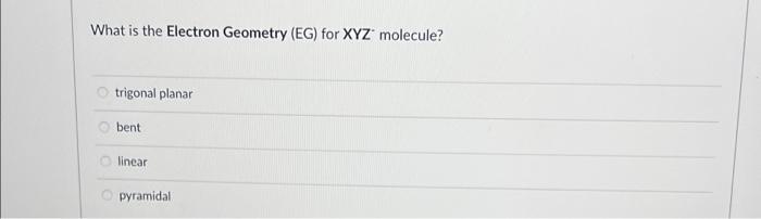 Solved A Molecule has the following formula XYZ. XY and Z | Chegg.com