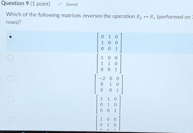Solved Question 9 (1 ﻿point)SavedWhich of the following | Chegg.com