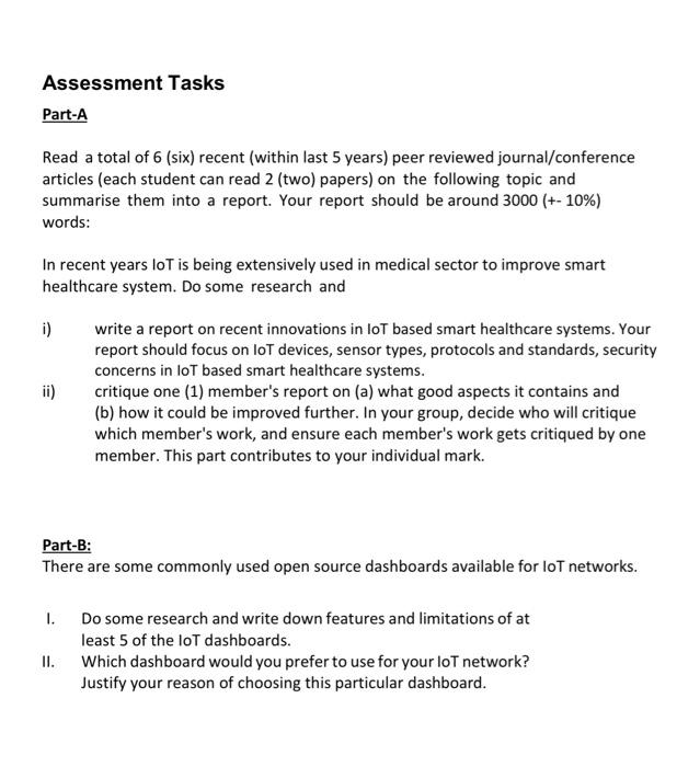 Solved Assessment Tasks Part-A Read a total of 6 (six) | Chegg.com