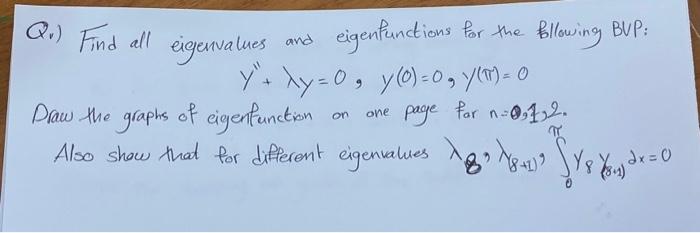 Solved Q.) Find all eigenvalues and eigenfunctions for the | Chegg.com