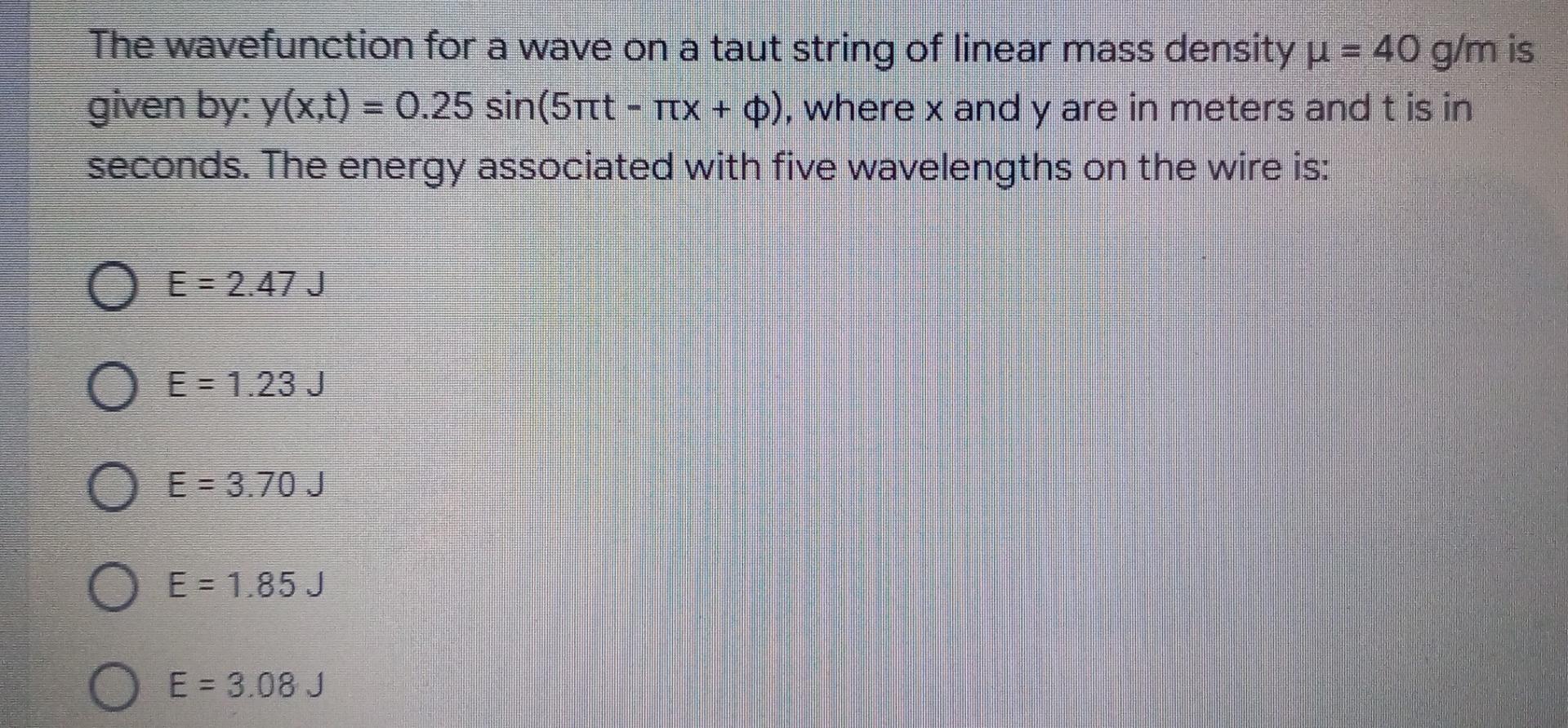 Solved The wavefunction for a wave on a taut string of | Chegg.com