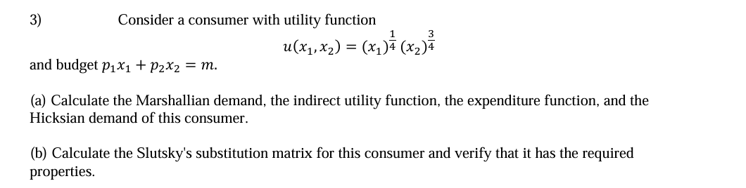 Solved Consider a consumer with utility | Chegg.com