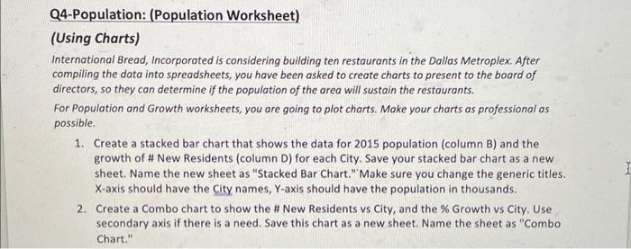 Solved Q4-Population: (Population Worksheet) (Using Charts) | Chegg.com