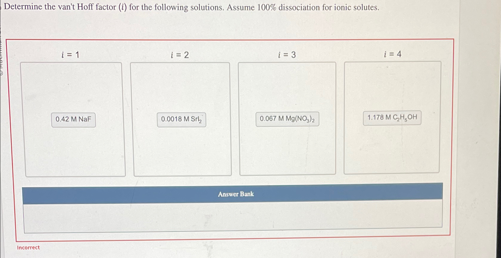 Solved Determine the van't Hoff factor (i) ﻿for the | Chegg.com