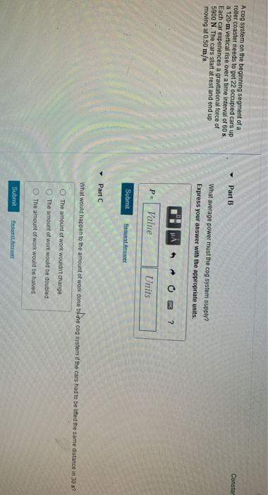 Solved A cog system on the beginning segment of a roller | Chegg.com