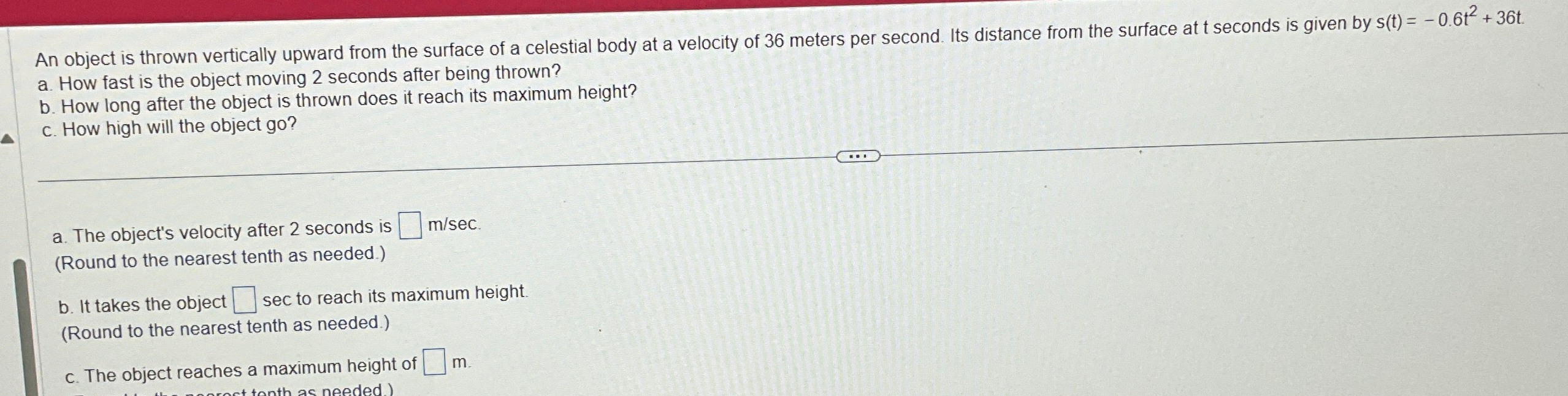 Solved An object is thrown vertically upward from the | Chegg.com