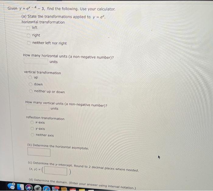 Solved Given Y Sex 4 3 Find The Following Use Your