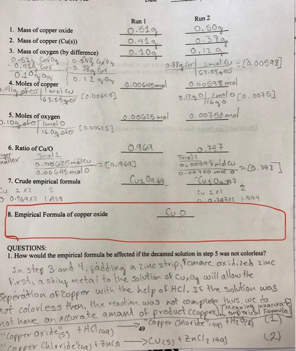 Solved Questions 2 and 3 are based on the emperical formula | Chegg.com
