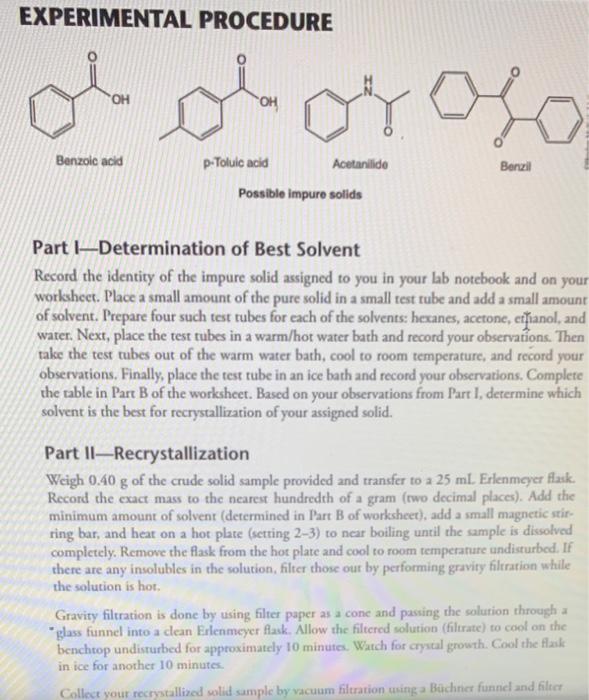 entity of solid:- benzil Identity of solid Appearance | Chegg.com