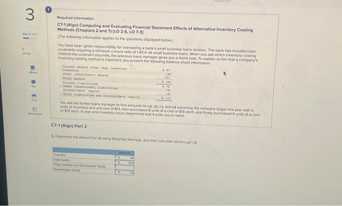 Required information C7.1 (Algo) Computing and | Chegg.com
