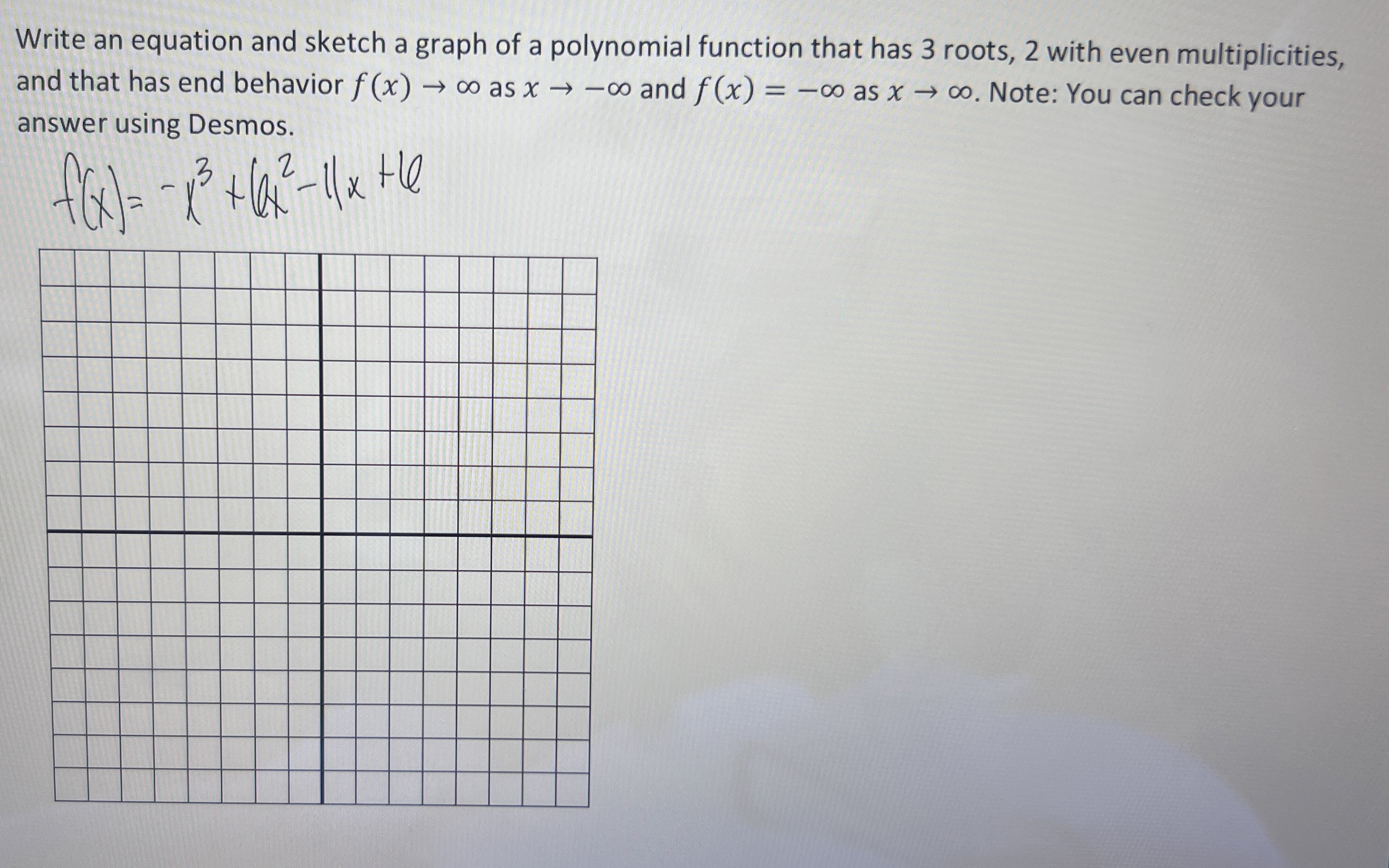 Solved Write an equation and sketch a graph of a polynomial | Chegg.com