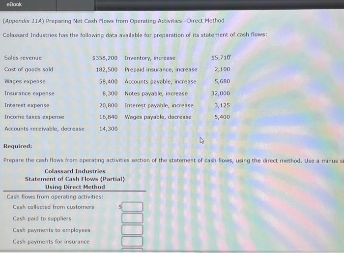 Solved (Appendix 11 A ) Preparing Net Cash Flows from | Chegg.com
